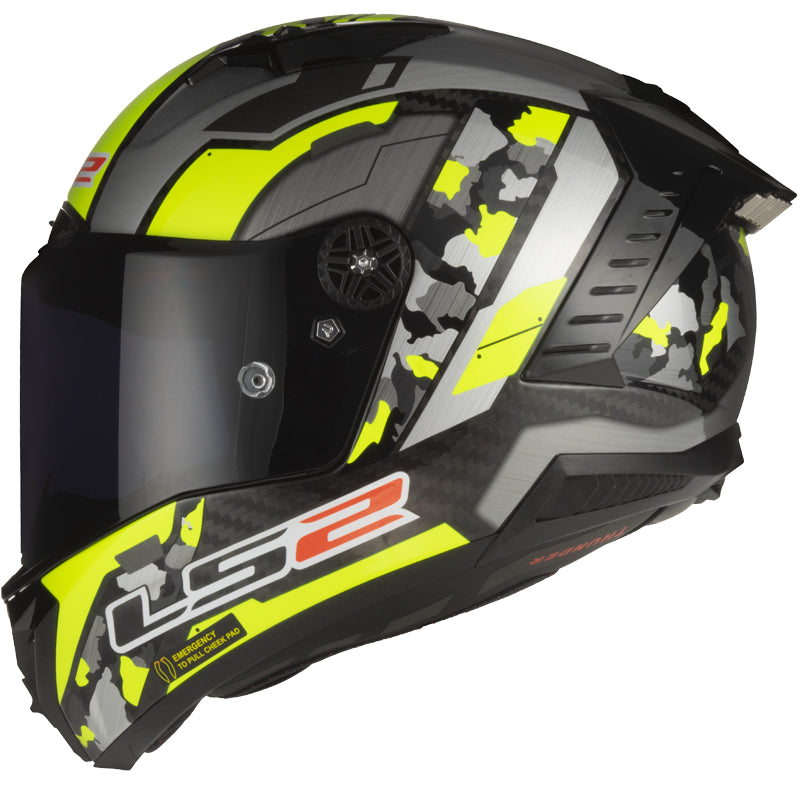 LS2 FF805 THUNDER Plus Carbon Space Gloss Hi Viz Yellow Grey Helmet ...