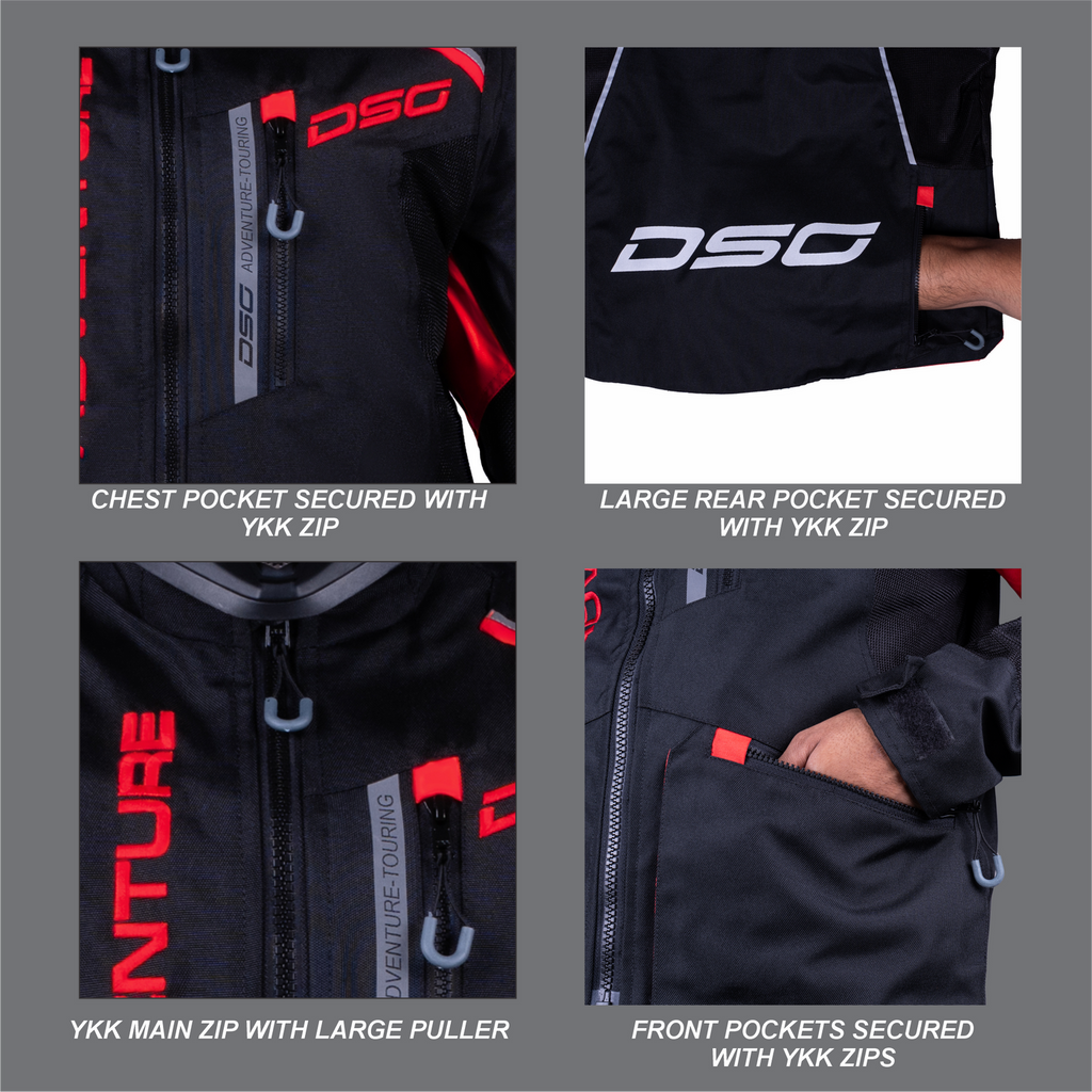 DSG ADV Riding Jacket Black Red– Moto Central