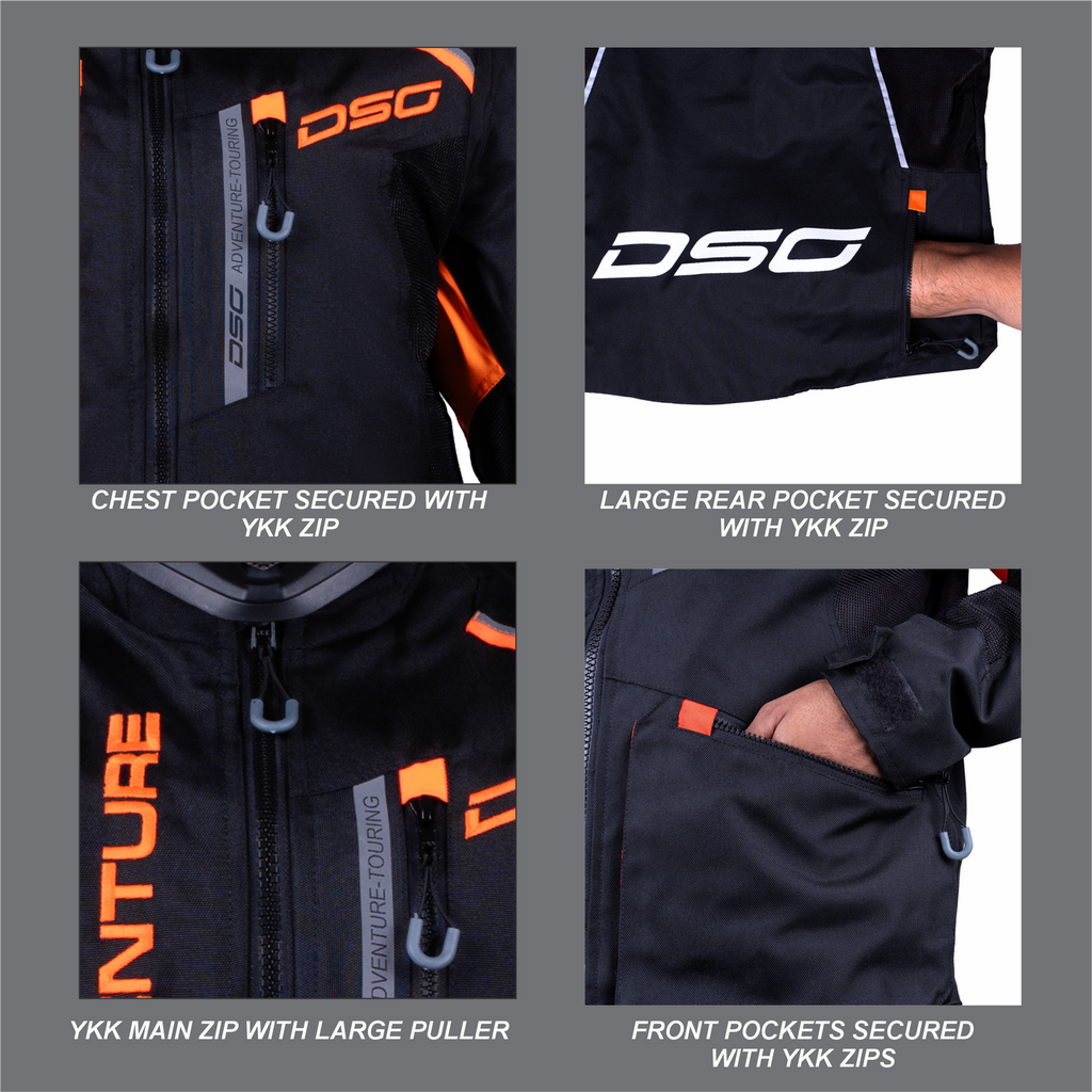DSG ADV Riding Jacket Black Orange– Moto Central