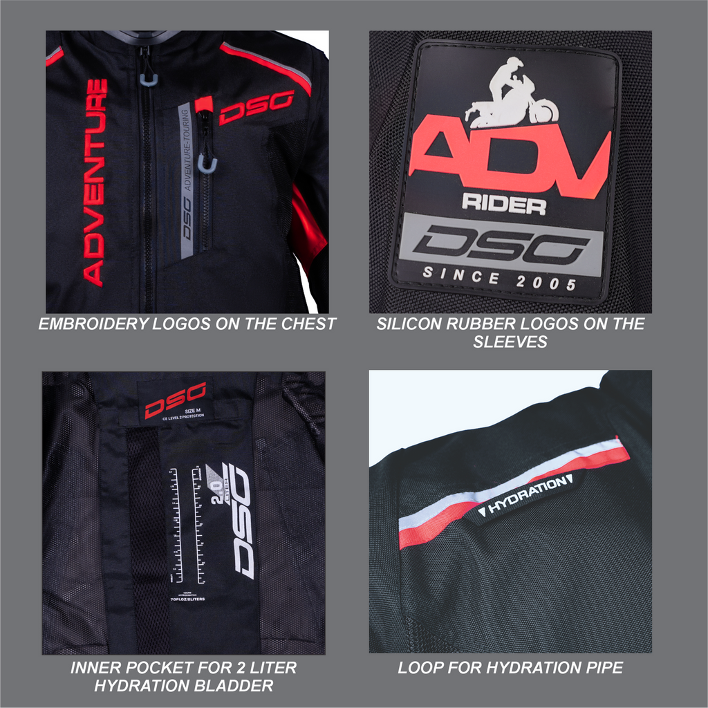 DSG ADV Riding Jacket Black Red– Moto Central