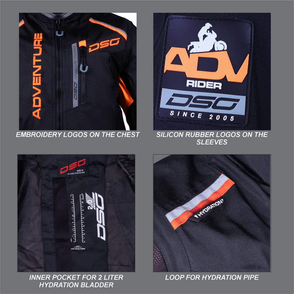 DSG ADV Riding Jacket Black Orange– Moto Central