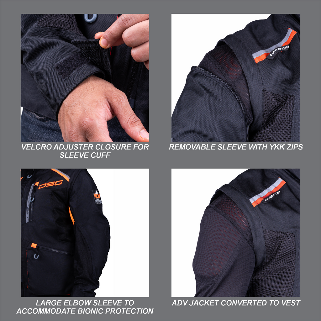DSG ADV Riding Jacket Black Orange– Moto Central