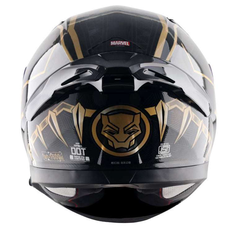 AXOR Apex Marvel Panther Gloss Black Gold Helmet– Moto Central