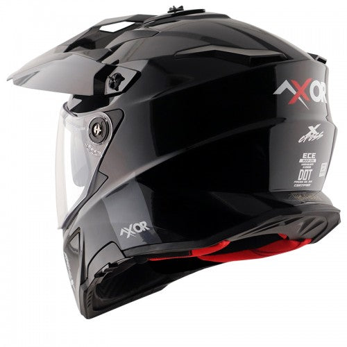 AXOR XCross Dual Visor Solid Gloss Black Red Helmet– Moto Central