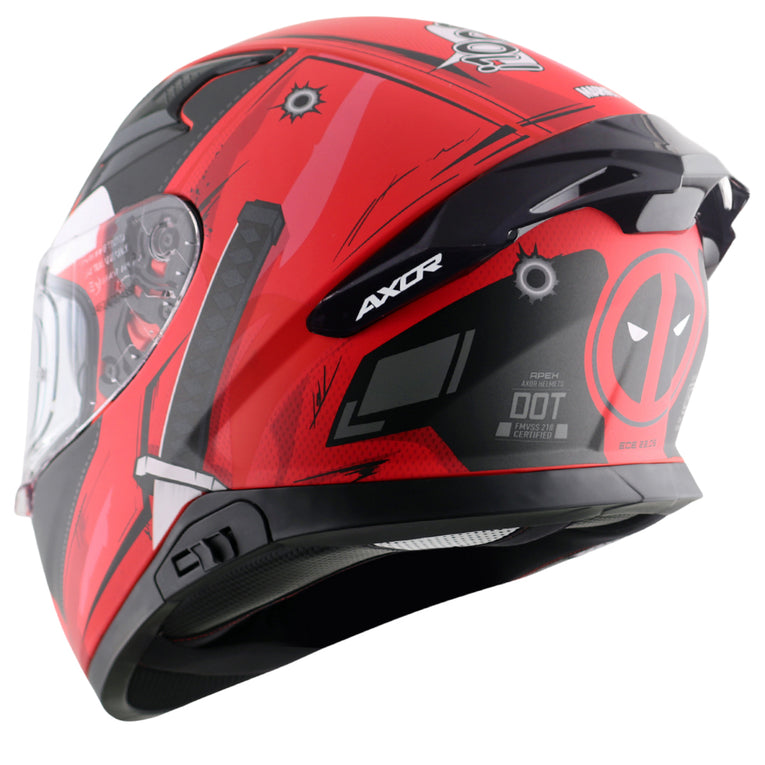 AXOR Apex Marvel Deadpool Dull Black Red Helmet– Moto Central