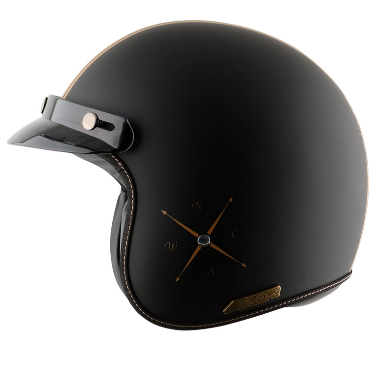 AXOR Retro Jet Euro Globe Open Face Helmet (Dull Black)– Moto Central