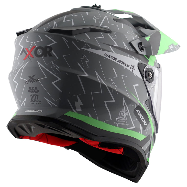 AXOR XCross Dual Visor Flash Dull Cool Grey Green Helmet– Moto Central