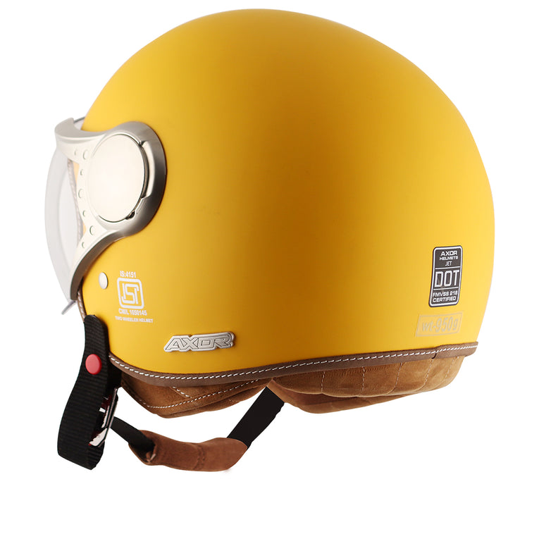 AXOR Retro Jet West Open Face Helmet (Dull Mustard Yellow)– Moto Central