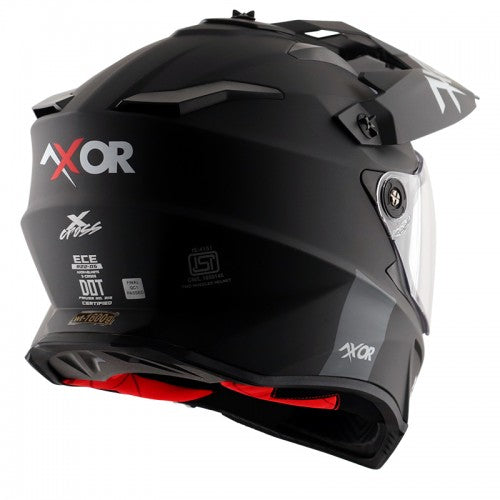 AXOR XCross Dual Visor Solid Dull Black Red Helmet– Moto Central
