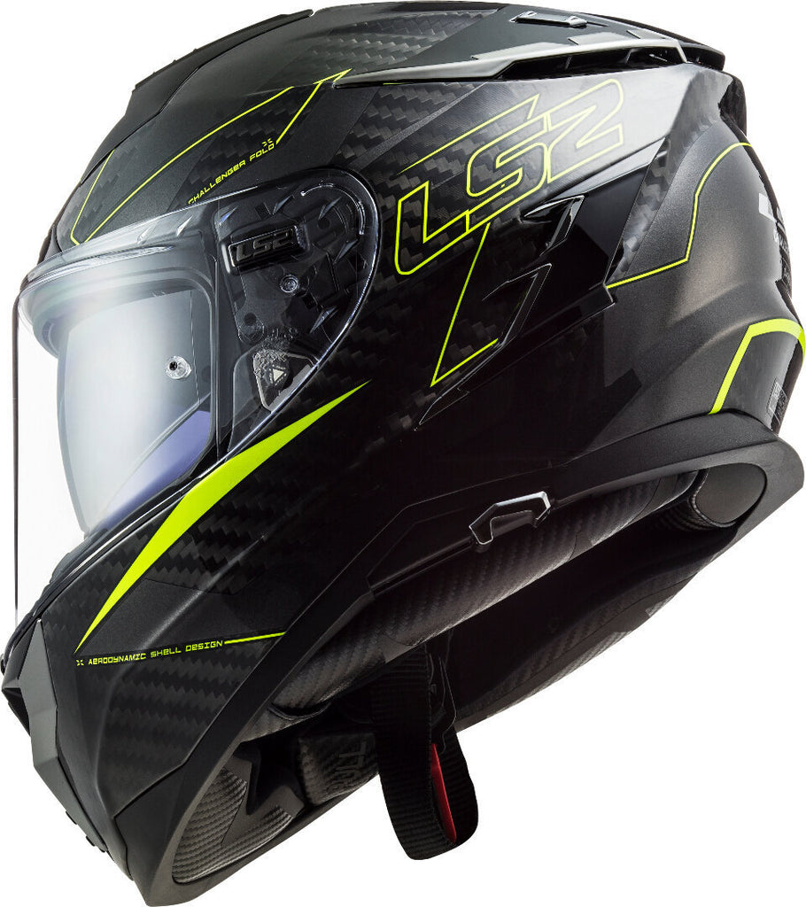 LS2 FF327 Challenger Carbon Fold Gloss Hi Viz Yellow Helmet– Moto Central