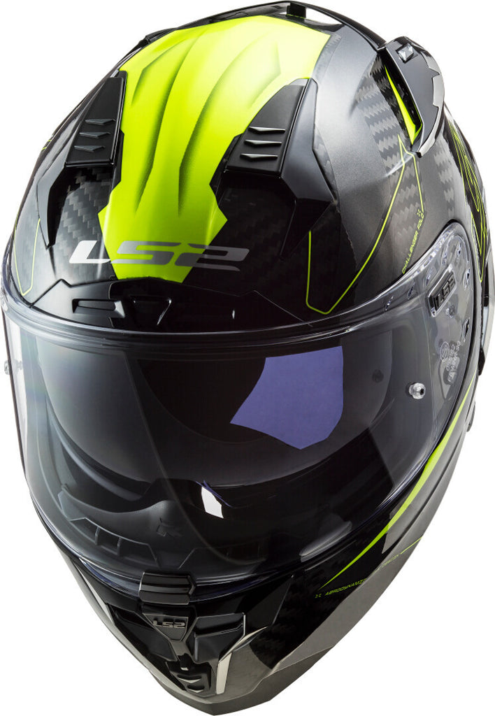 LS2 FF327 Challenger Carbon Fold Gloss Hi Viz Yellow Helmet– Moto Central