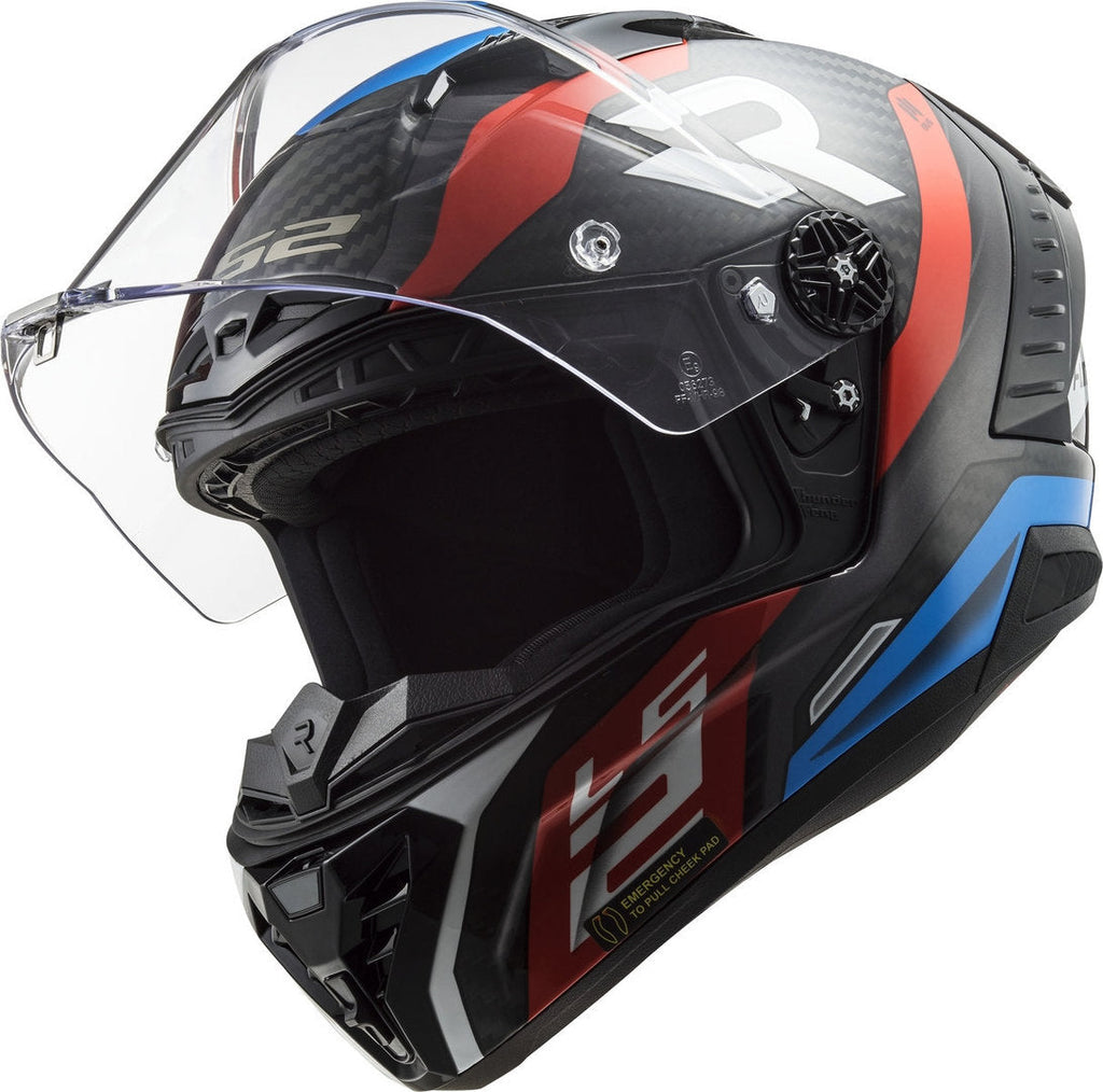 LS2 FF805 THUNDER Plus Carbon Supra Gloss Black Red Blue Helmet– Moto ...