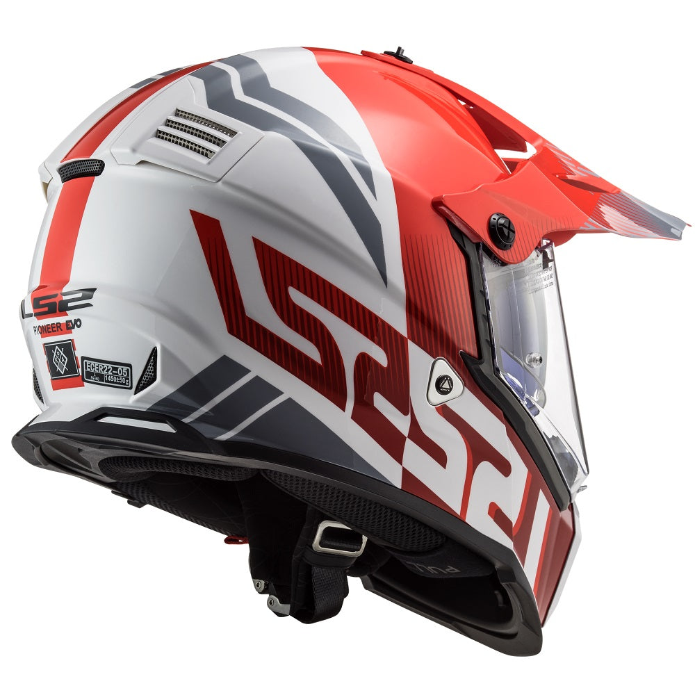 LS2 MX436 Pioneer Evo Evolve Gloss Red White Helmet– Moto Central