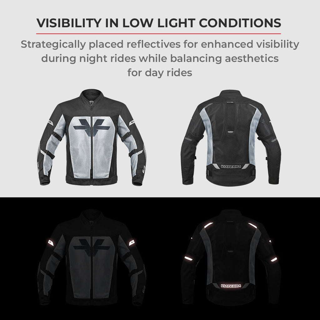 Viaterra Miller Urban Mesh Motorcycle Riding Jacket with Liners (Black ...