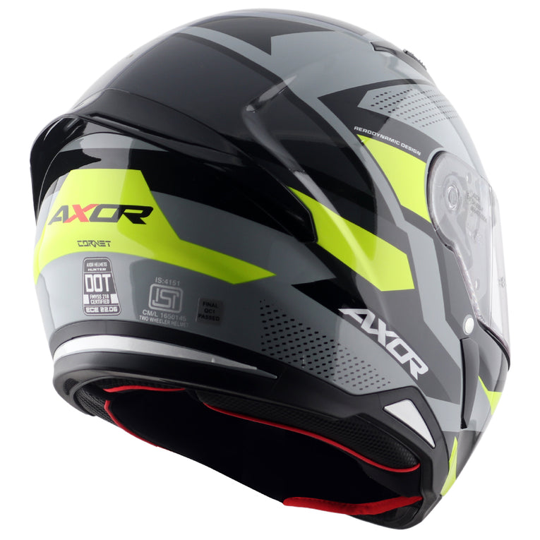 AXOR Hunter Cornet Gloss Nardo Grey Neon Yellow Helmet– Moto Central