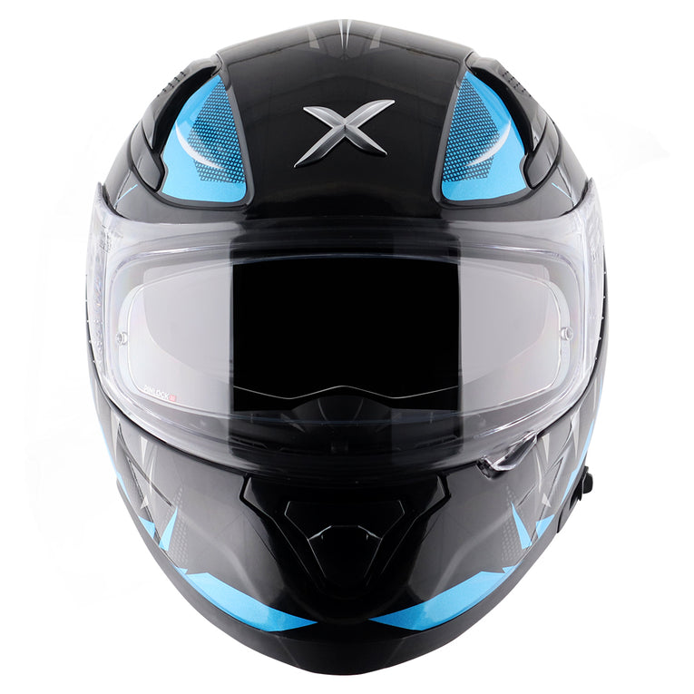 AXOR Apex Hunter Gloss Black Neon Blue Helmet– Moto Central