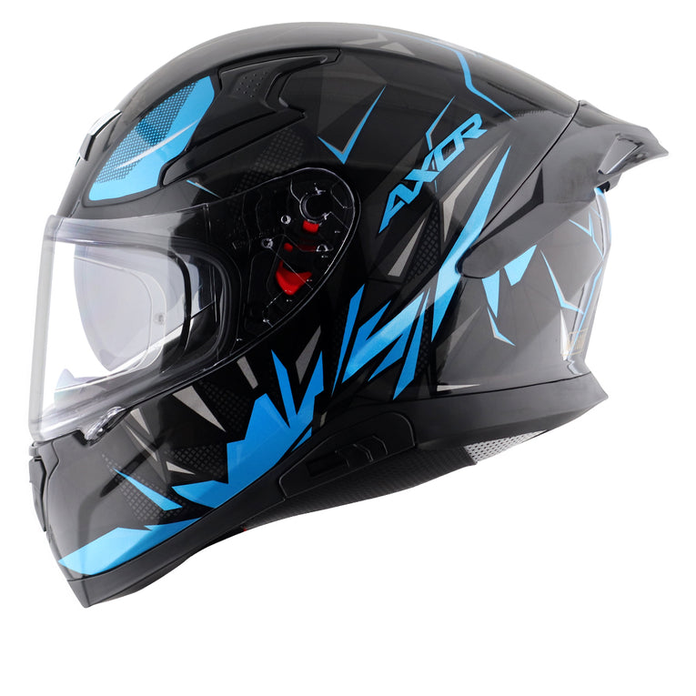 AXOR Apex Hunter Gloss Black Neon Blue Helmet– Moto Central