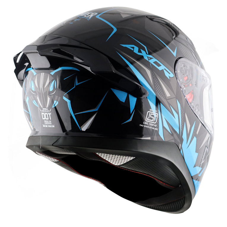 AXOR Apex Hunter Gloss Black Neon Blue Helmet– Moto Central