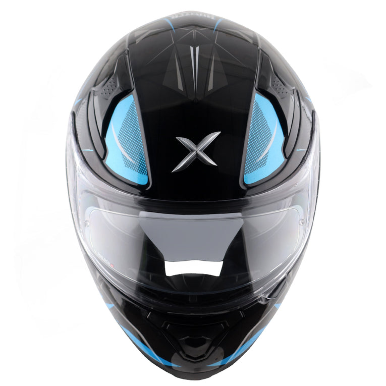 AXOR Apex Hunter Gloss Black Neon Blue Helmet– Moto Central