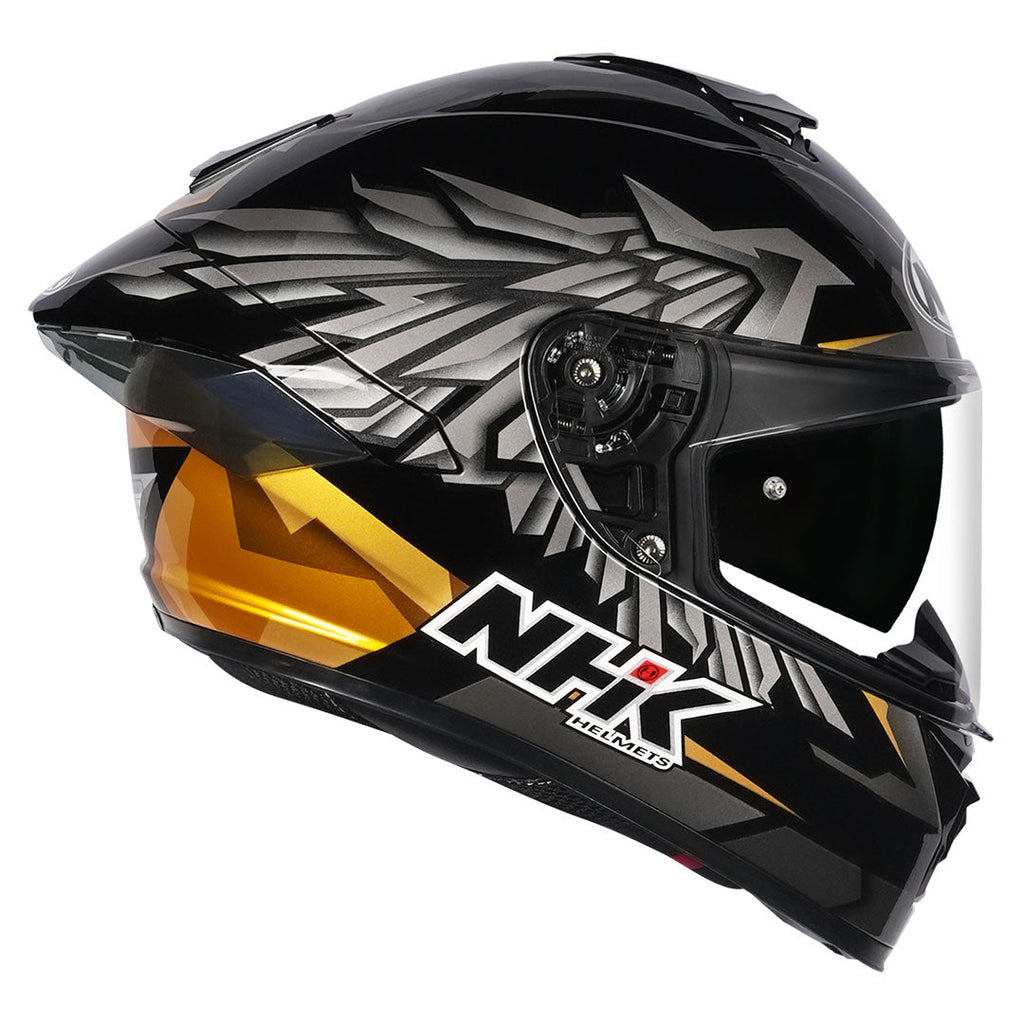 NHK K5R Wingstar Gloss Black Gold Helmet– Moto Central