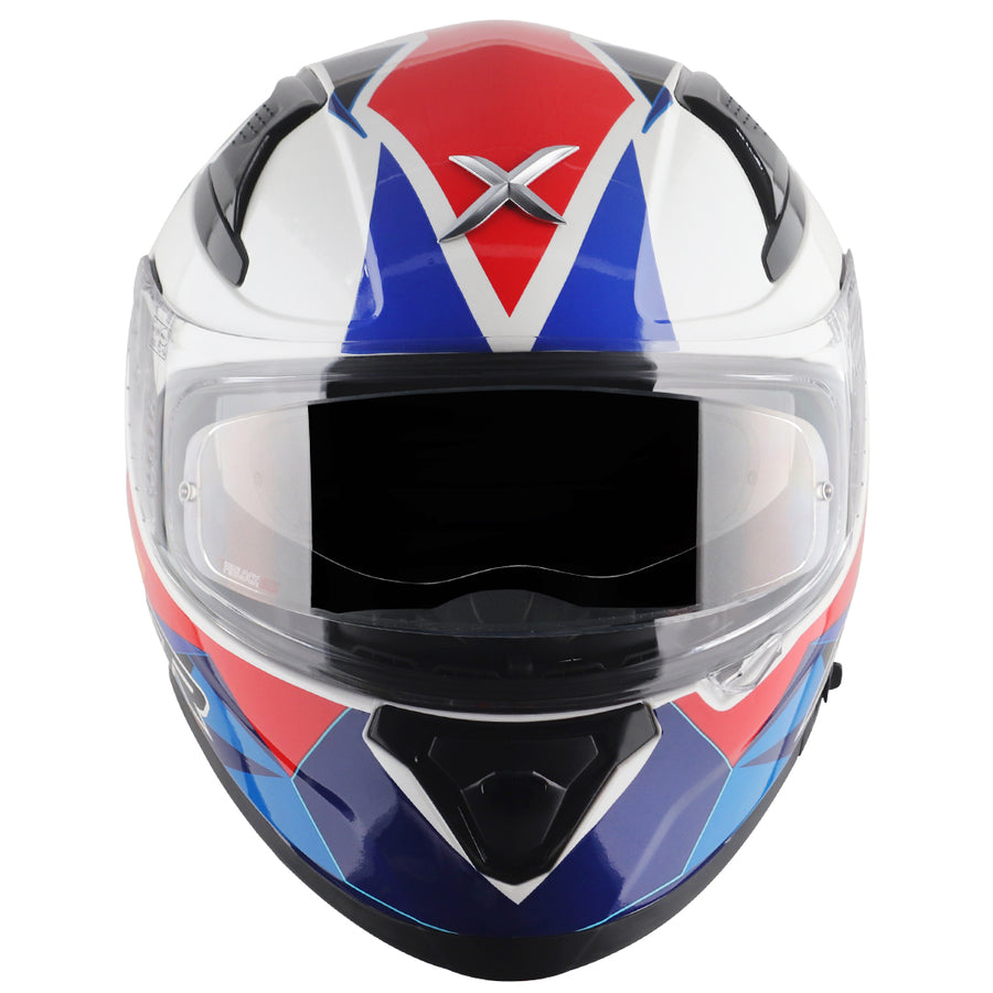 AXOR Apex Prism Gloss White Blue Helmet– Moto Central
