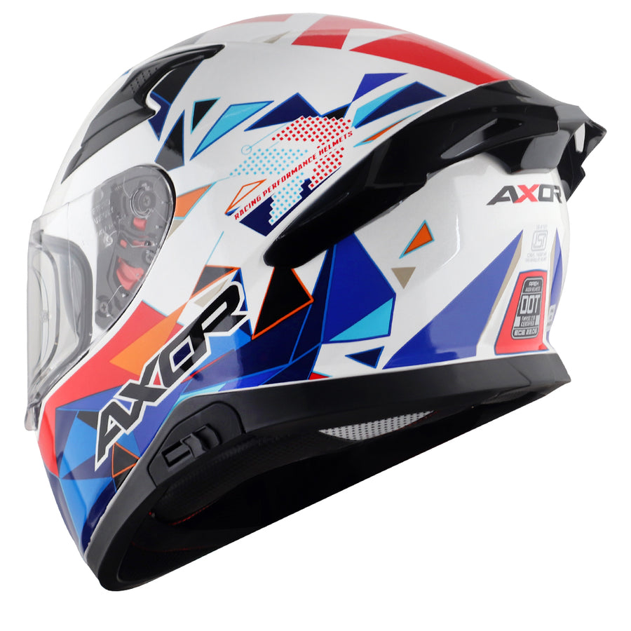 AXOR Apex Prism Gloss White Blue Helmet– Moto Central