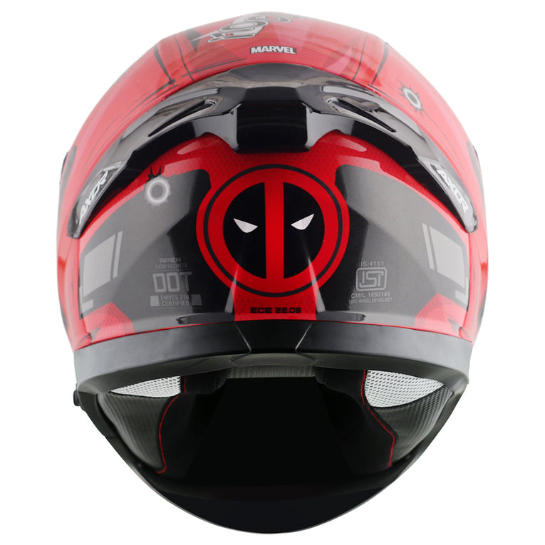 AXOR Apex Marvel Deadpool Gloss Black Red Helmet– Moto Central