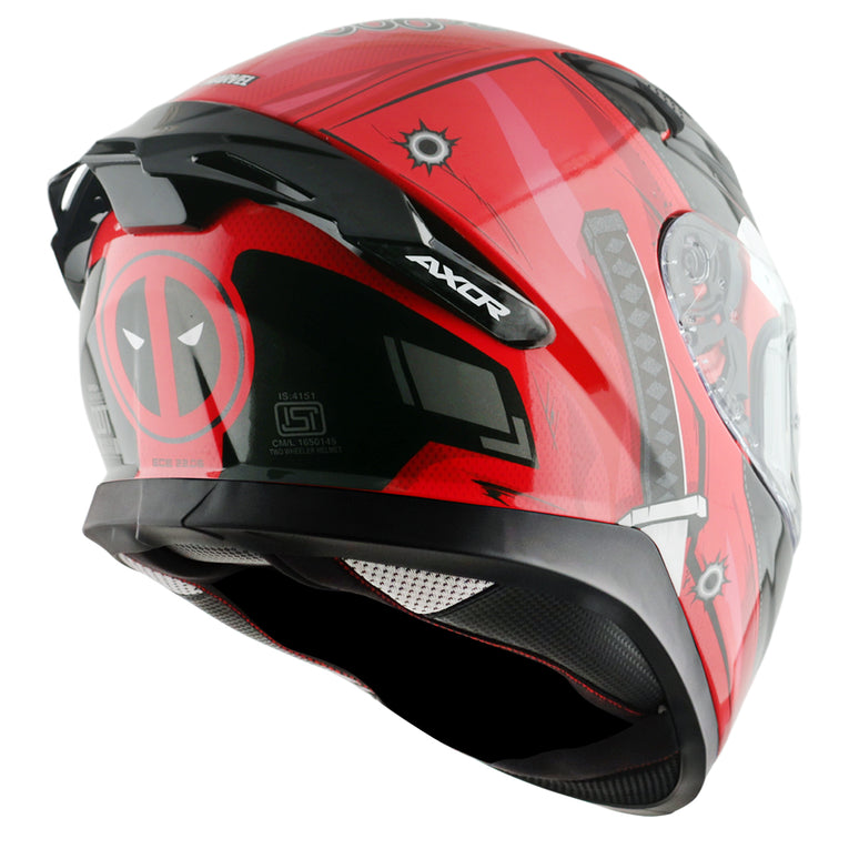 AXOR Apex Marvel Deadpool Gloss Black Red Helmet– Moto Central