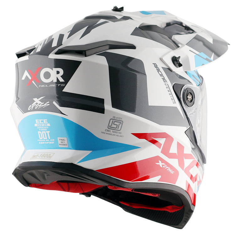 AXOR XCross X1 Dual Visor Gloss White Red Helmet– Moto Central
