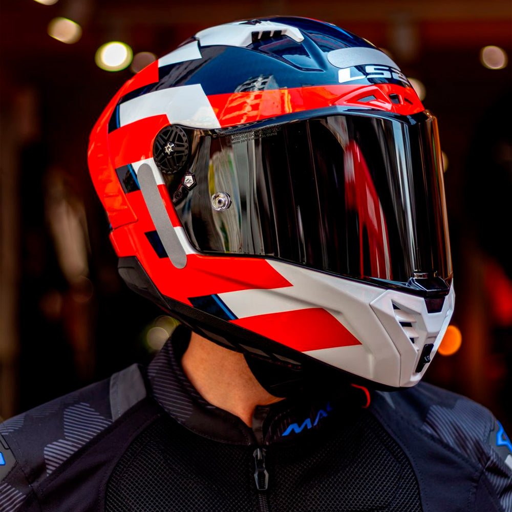 LS2 FF805 THUNDER Carbon GP Alliance Gloss Red Blue White Helmet (FIM ...