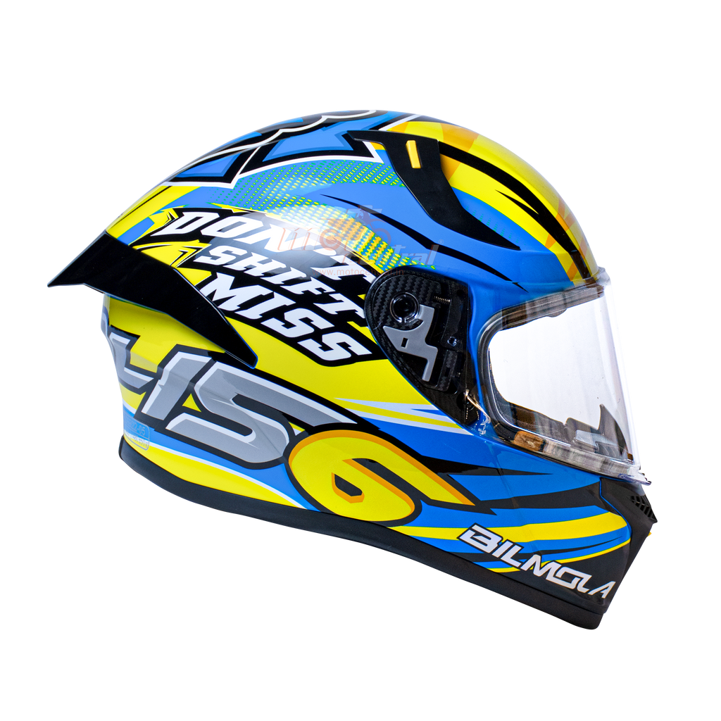 Bilmola Rapid RS Dont Shift Miss Gloss Yellow Blue Helmet– Moto Central