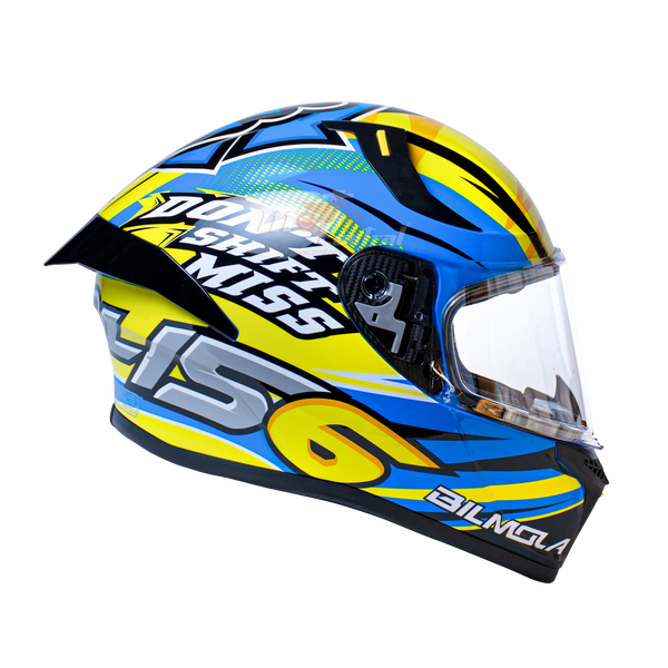Bilmola Rapid RS Dont Shift Miss Gloss Yellow Blue Helmet– Moto Central