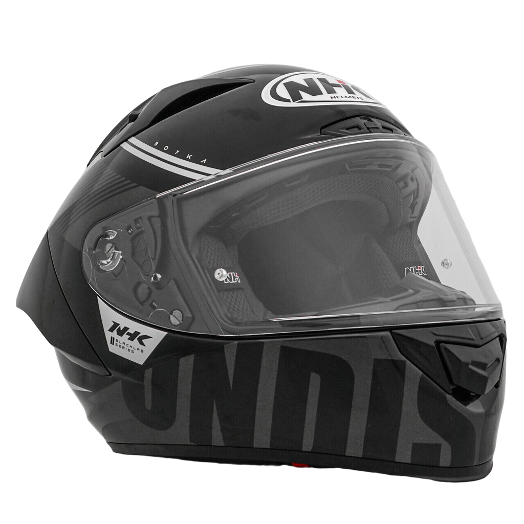 NHK GPR Tech Helmet Undisputed Gloss Black Silver Helmet– Moto Central