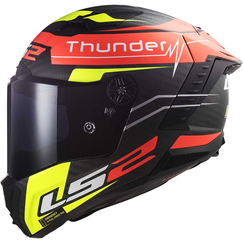 LS2 FF805 THUNDER Plus Carbon Attack Matt Hi Viz Red Yellow Helmet ...