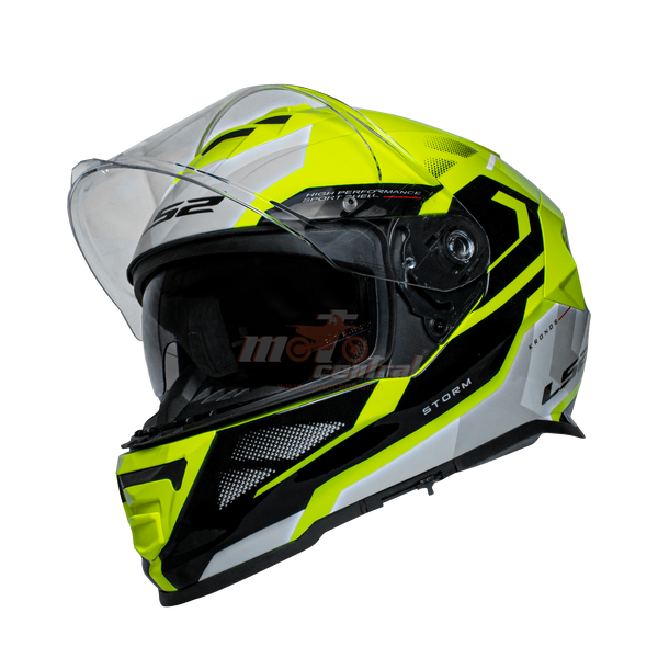 LS2 FF800 Storm II Kronos Yellow White Black Gloss Helmet (D Ring ...