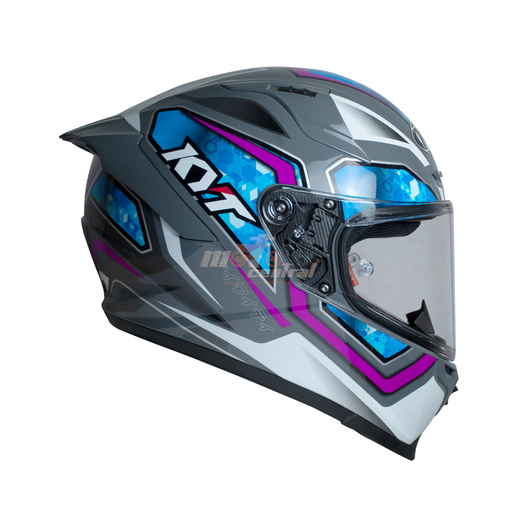 KYT Striker 2V #01 Gloss Grey Blue Helmet– Moto Central