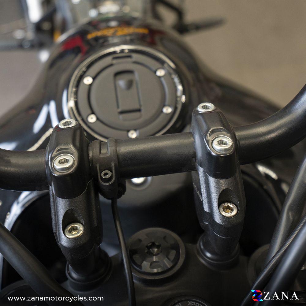 ZANA Offset Handle Bar Riser Texture Black Aluminium Billet for Royal ...