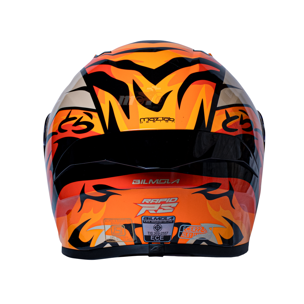 Bilmola Rapid RS Tiger Gloss Black Orange Helmet– Moto Central