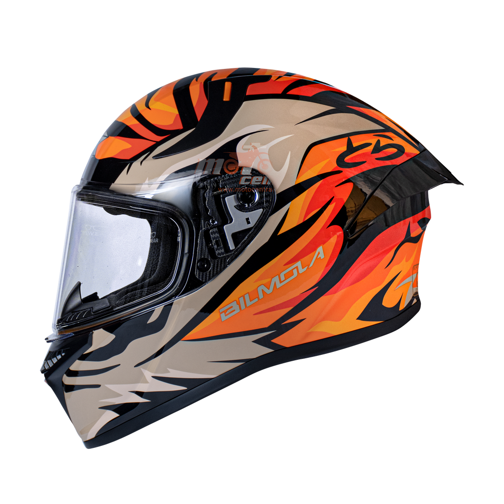 Bilmola Rapid RS Tiger Gloss Black Orange Helmet– Moto Central