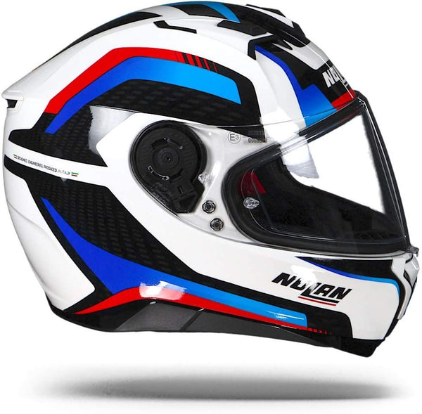 Nolan N87 Arkad N Com 40 Helmet Metal White Blue– Moto Central