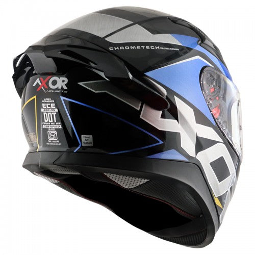 AXOR Apex Chrometech Gloss Black Blue Helmet– Moto Central