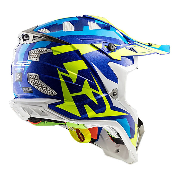 LS2 MX 470 Subverter Nimble Matt White Blue Hi Viz Yellow Helmet– Moto ...