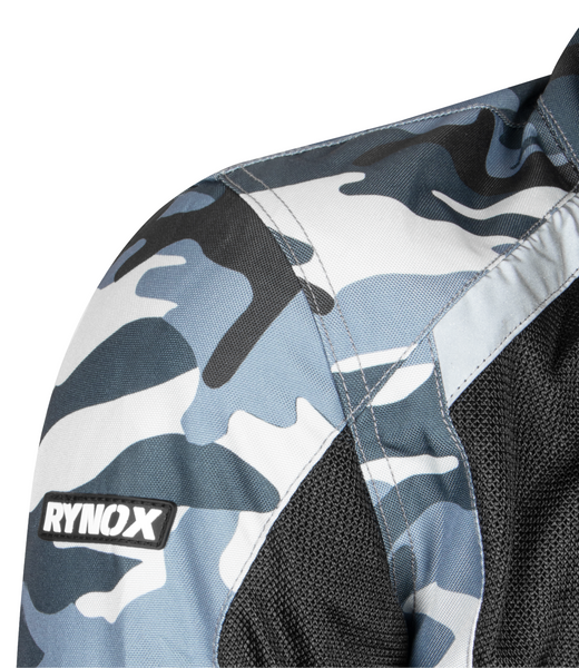 Rynox Urban X Light Grey Camo Blue Black Riding Jacket– Moto Central