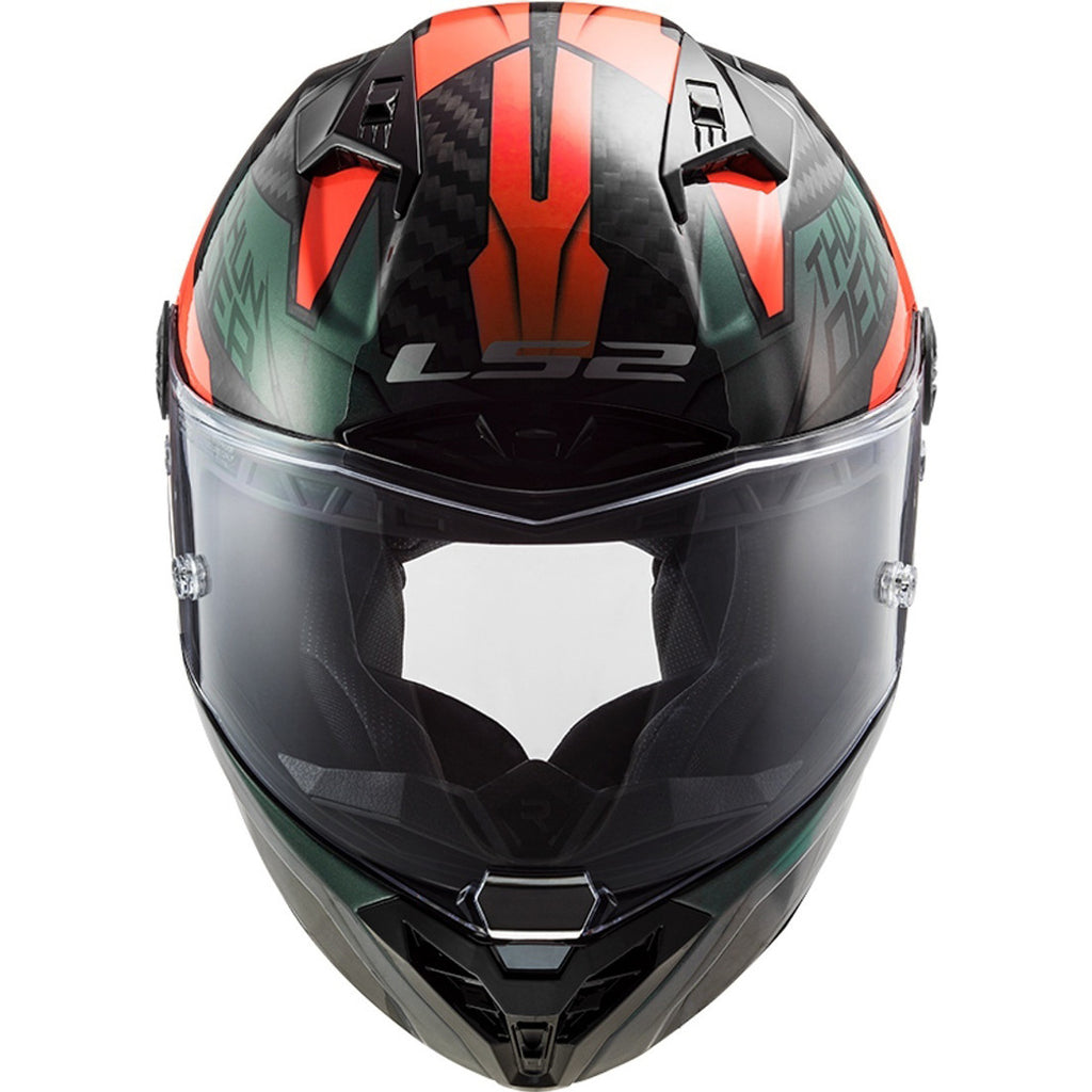 LS2 FF805 THUNDER Carbon Chase Gloss Black Green Orange Helmet– Moto ...
