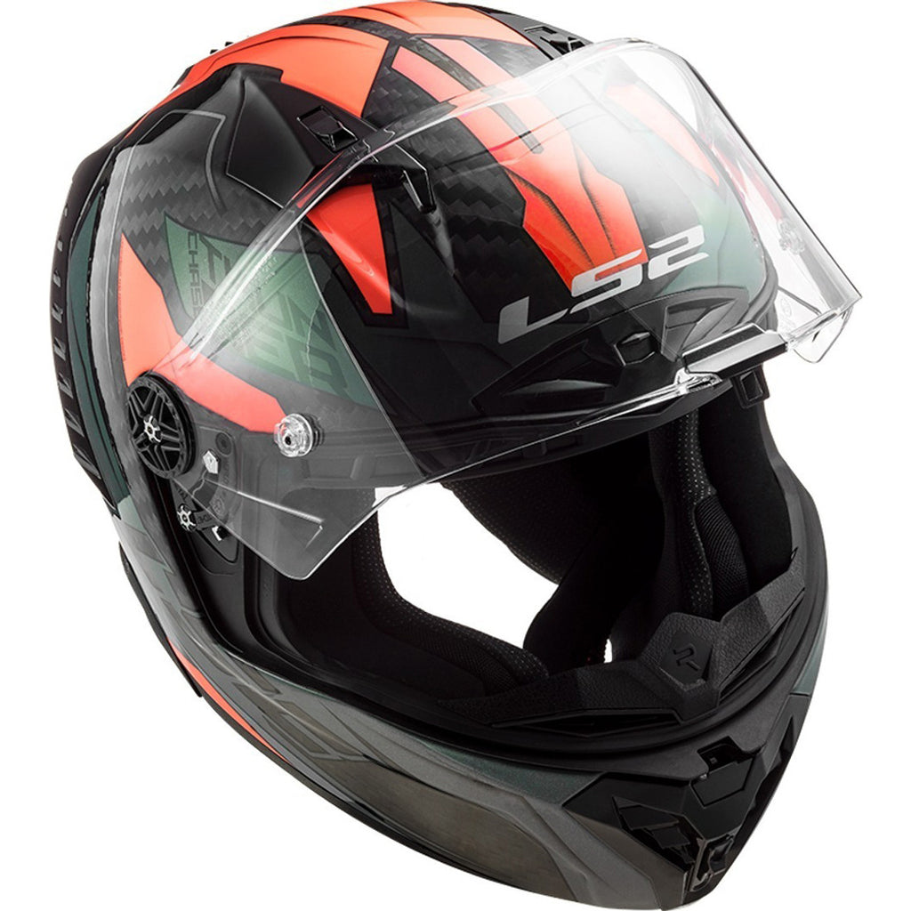 LS2 FF805 THUNDER Carbon Chase Gloss Black Green Orange Helmet– Moto ...