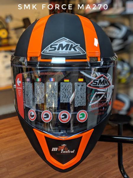 SMK Force Matt Black Fluorescent Orange (MA270)– Moto Central