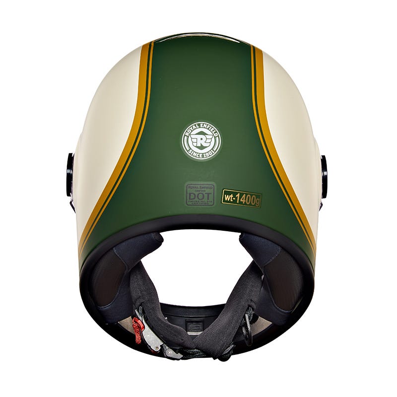 Royal Enfield FF Drifter V2 Big Stripe Matt Battle Green Helmet– Moto ...